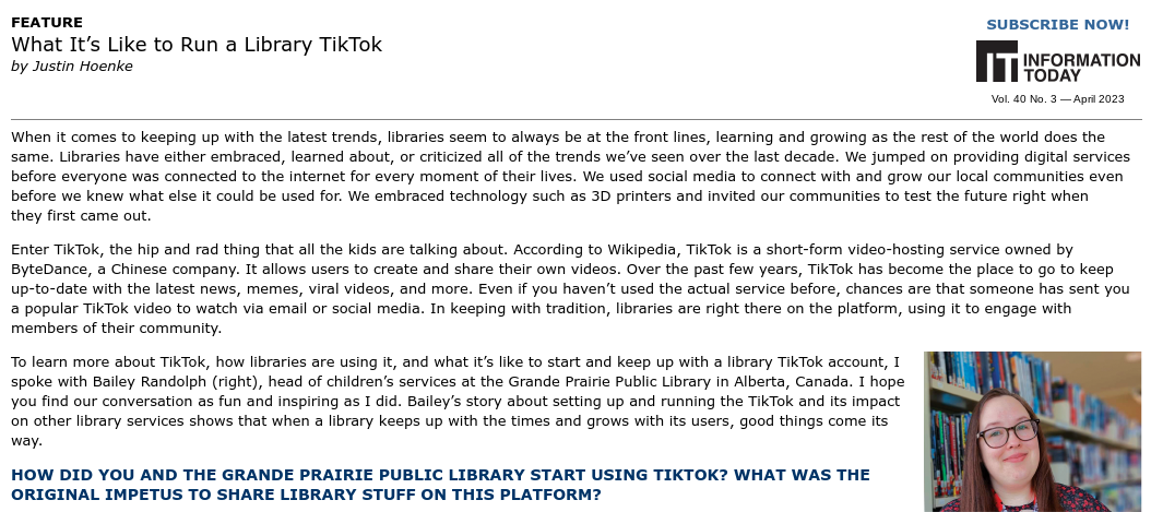 Information Today: What Its Like to Run a Library TikTok – Justin The ...